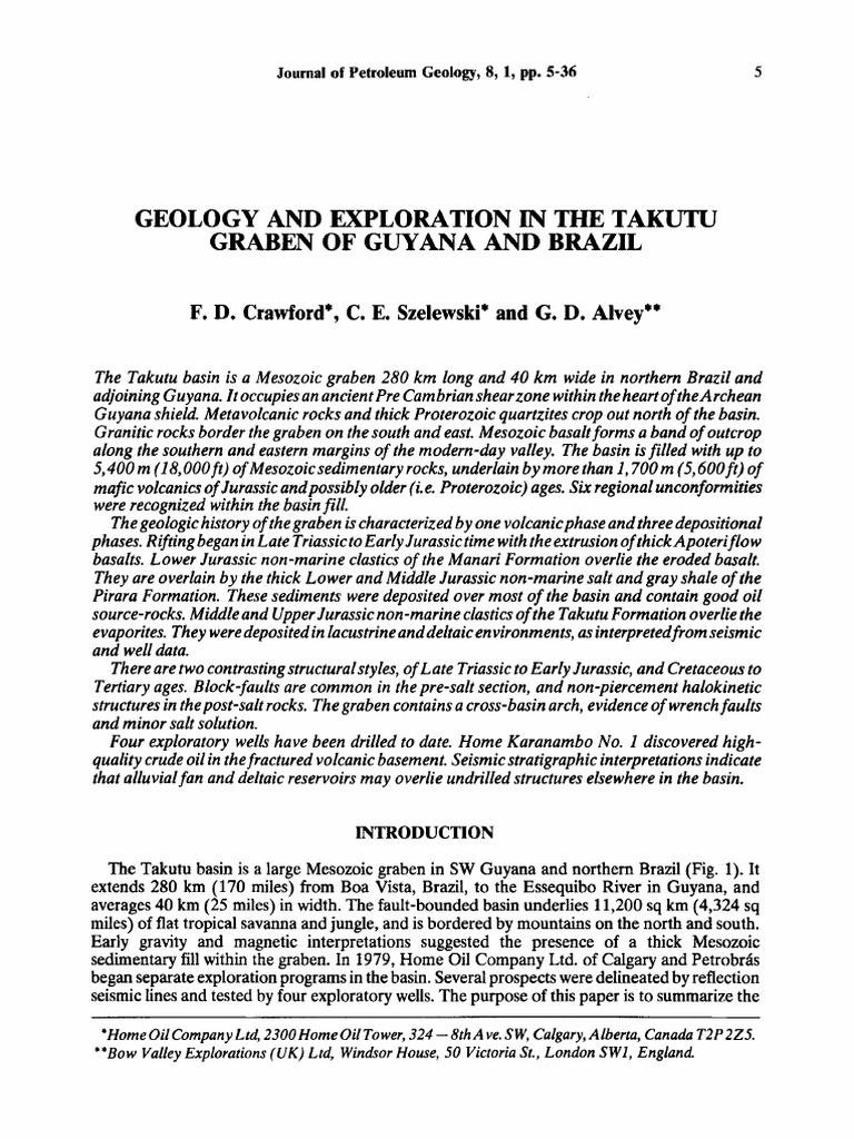 Geology of The Takutu Graben of Guyana and Brazil-Crawford - Et - Al ...