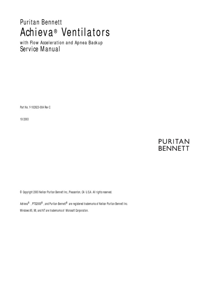 Puritan-Bennett Achieva Ventilator - Service Manual | PDF | Electrical ...