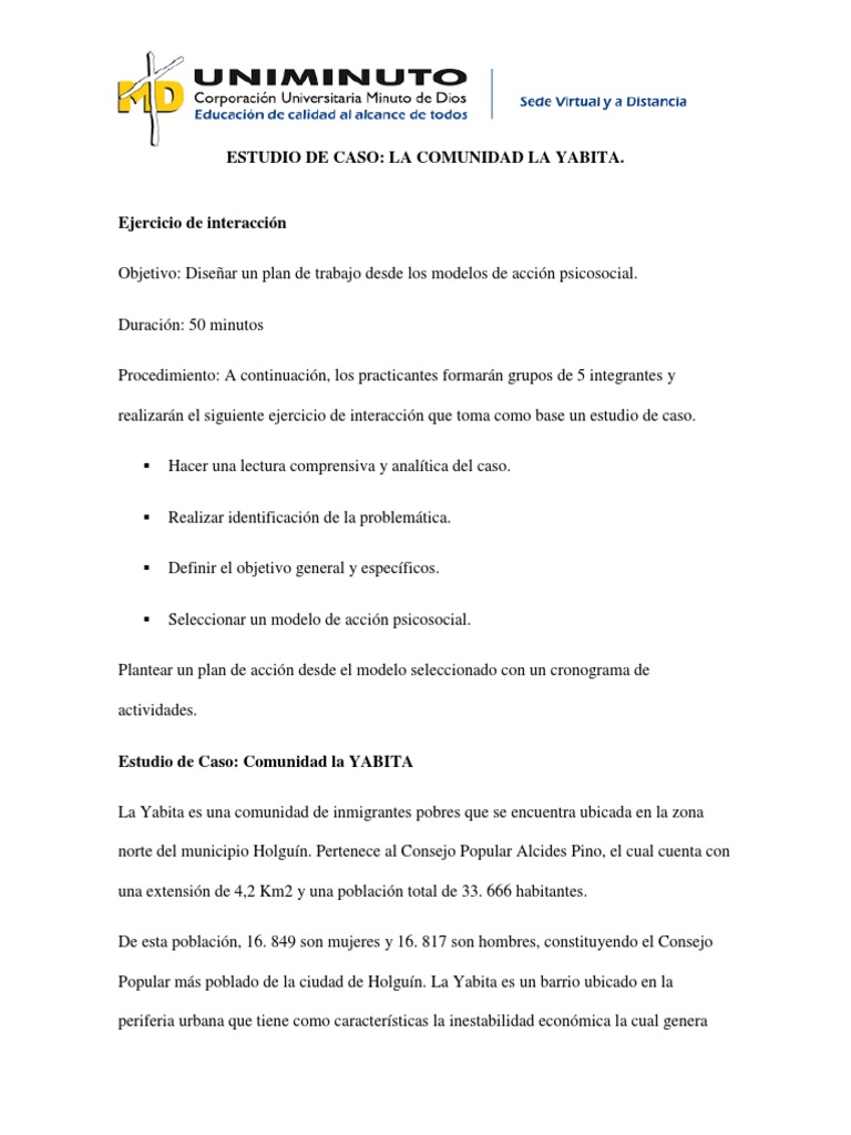 Plan Psicosocial para La Yabita | PDF | Pobreza | Pobreza e indigencia