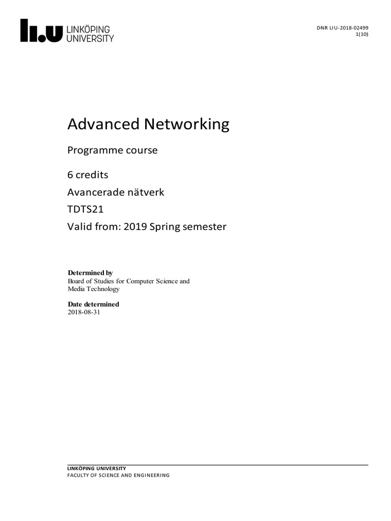 Syllabus Advanced Networking | PDF | Computer Network | Computer Science