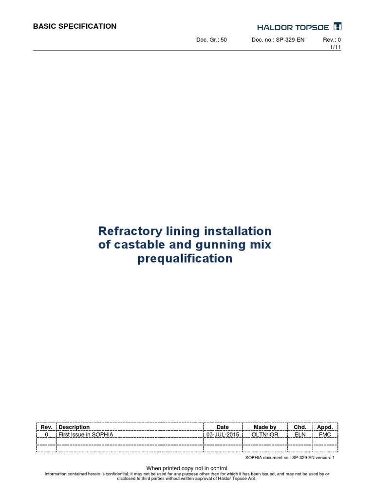 Topsoe - Refractory Lining Installation of Castable and Gunning Mix ...