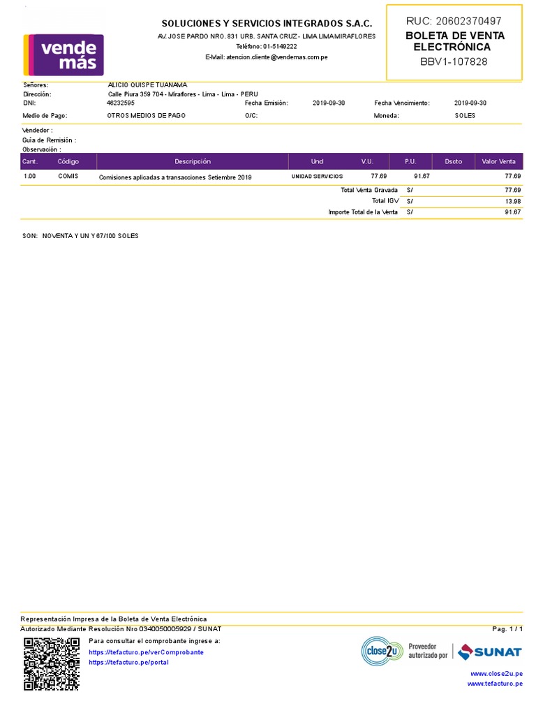 boleta de venta Vende Mas | Business | Prueba gratuita de 30 días | Scribd