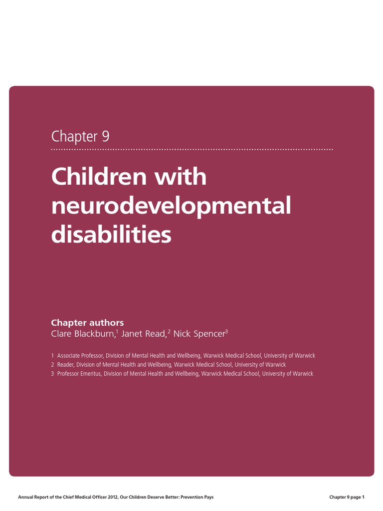 Supporting Children with Neurodevelopmental Disabilities: Understanding ...