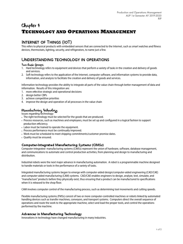 Production and Operations Management Chapter 4 | PDF | Computer Aided ...