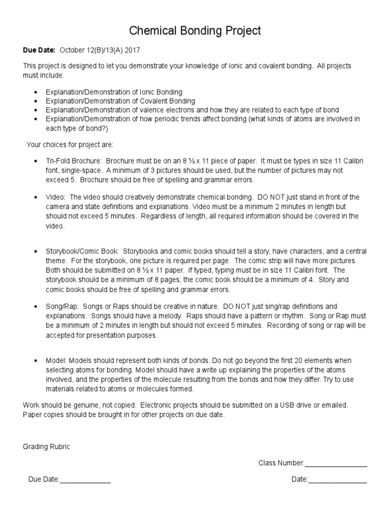 Chemical Bonding Project | PDF | Chemical Bond | Covalent Bond