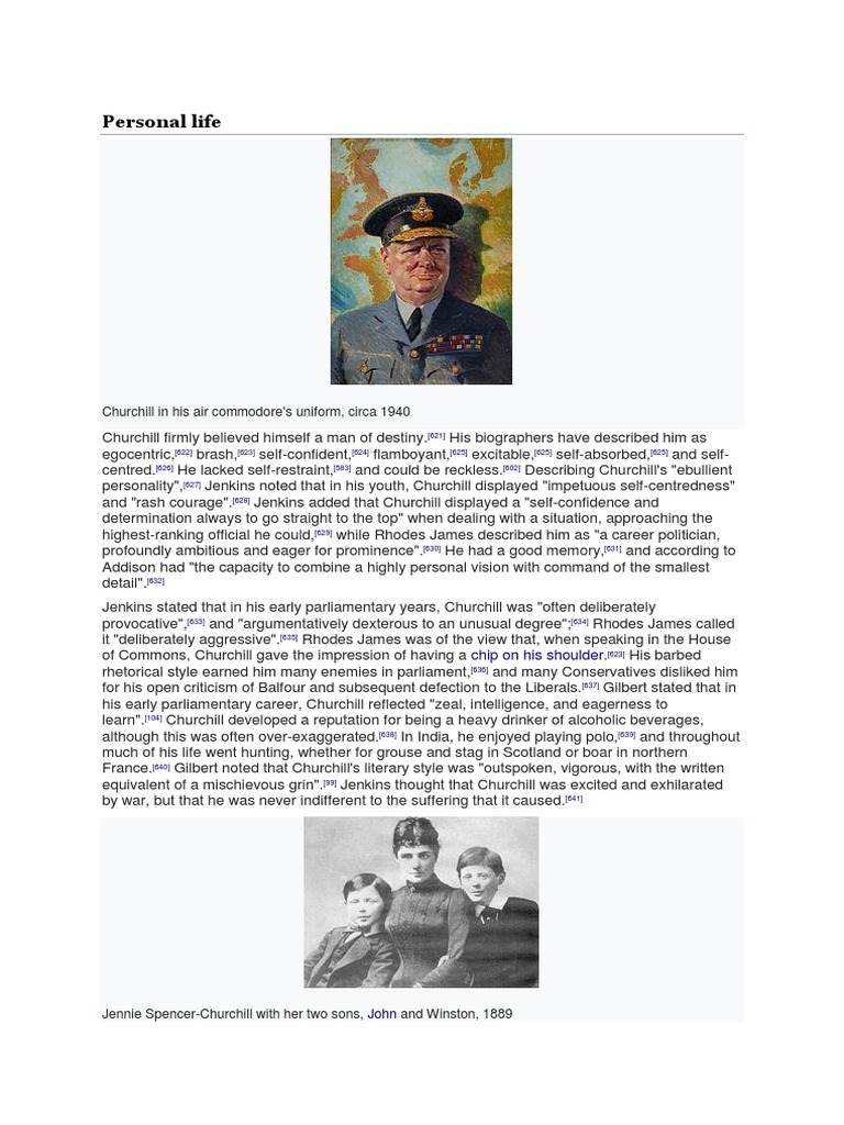 Sir Winston Churchill - Personal Life | PDF | Winston Churchill ...