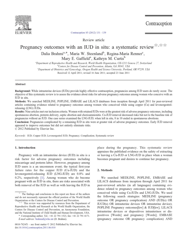 Pregnancy Outcomes With A IUD in Situ | PDF | Preterm Birth | Pregnancy