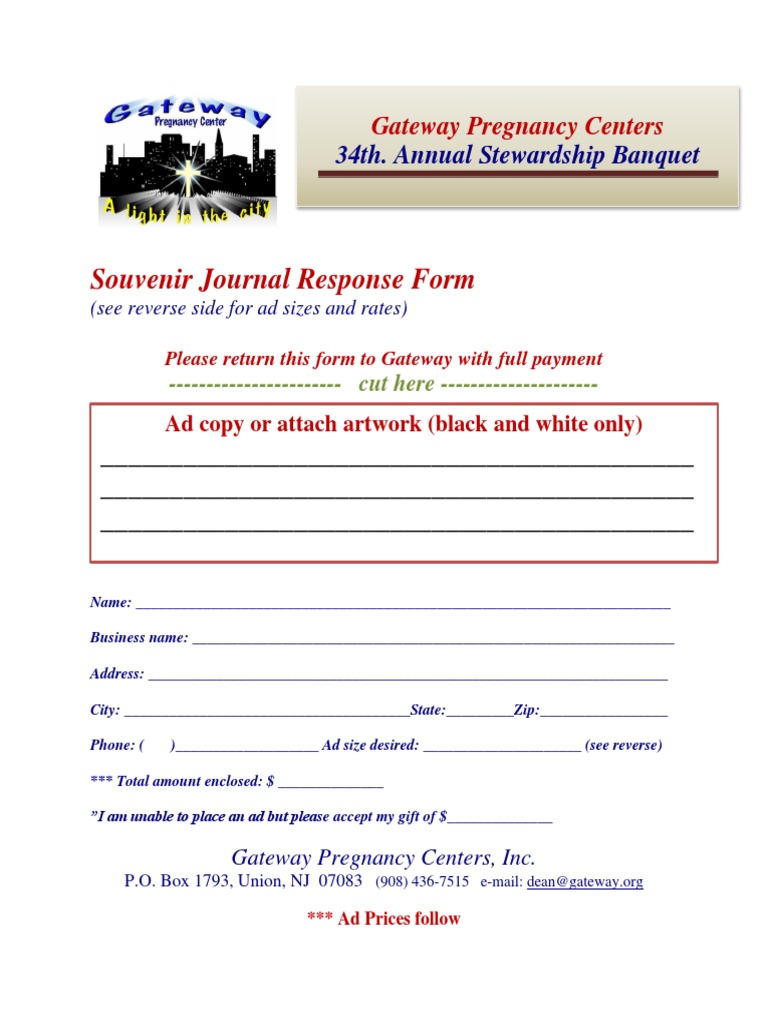 Ad Journal Banquet 2019 Prices and Ad Response Form | PDF