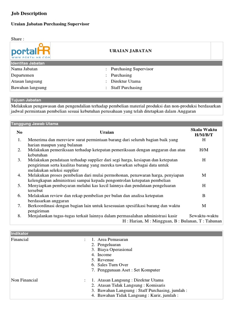 JobDes - Purcashing Staf | PDF