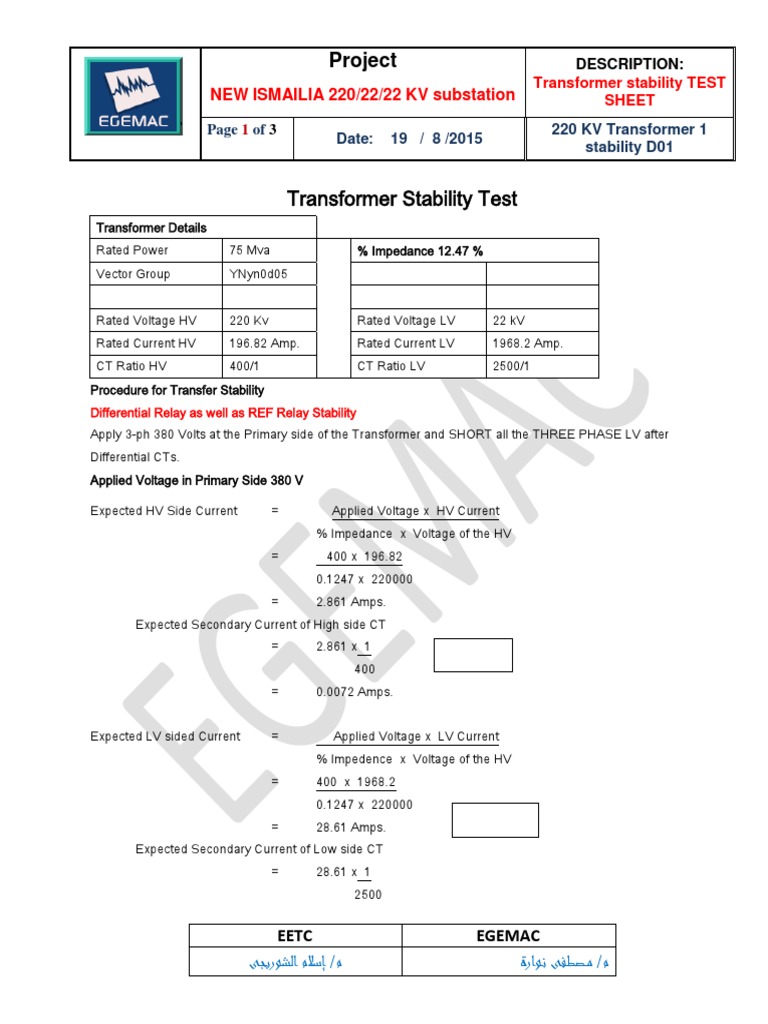 Transformer Stability Test: Project | PDF | Transformer | Power (Physics)