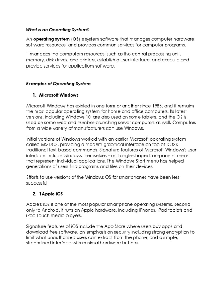 What Is An Operating System?: 1. Microsoft Windows | PDF | Operating ...