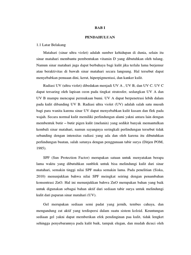 Formulasi Gel Tabir Surya Zink Oxide | PDF