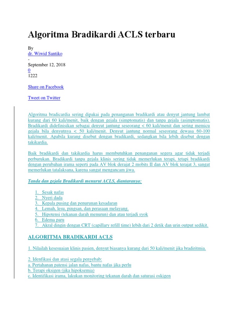 Algoritma Bradikardi ACLS Terbaru | PDF