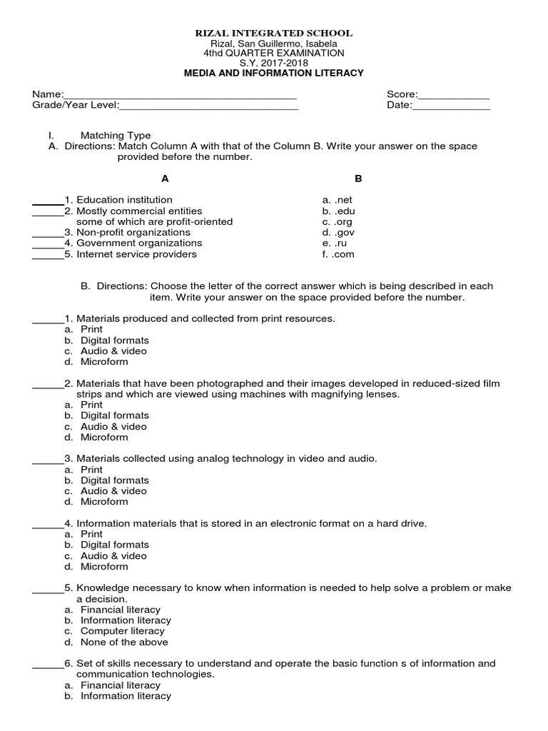 Media and Information Literacy - 2nd QTR | PDF | Microform | Literacy