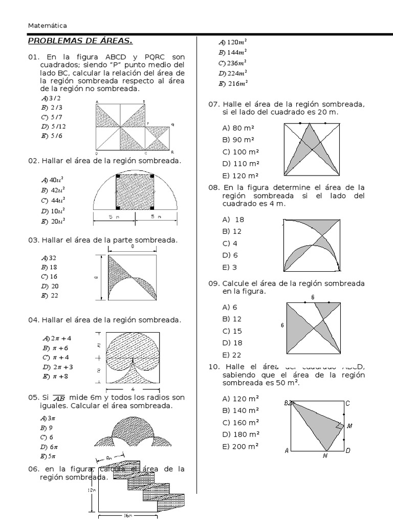 Problemas de Areas | PDF | Enseñanza de matemática