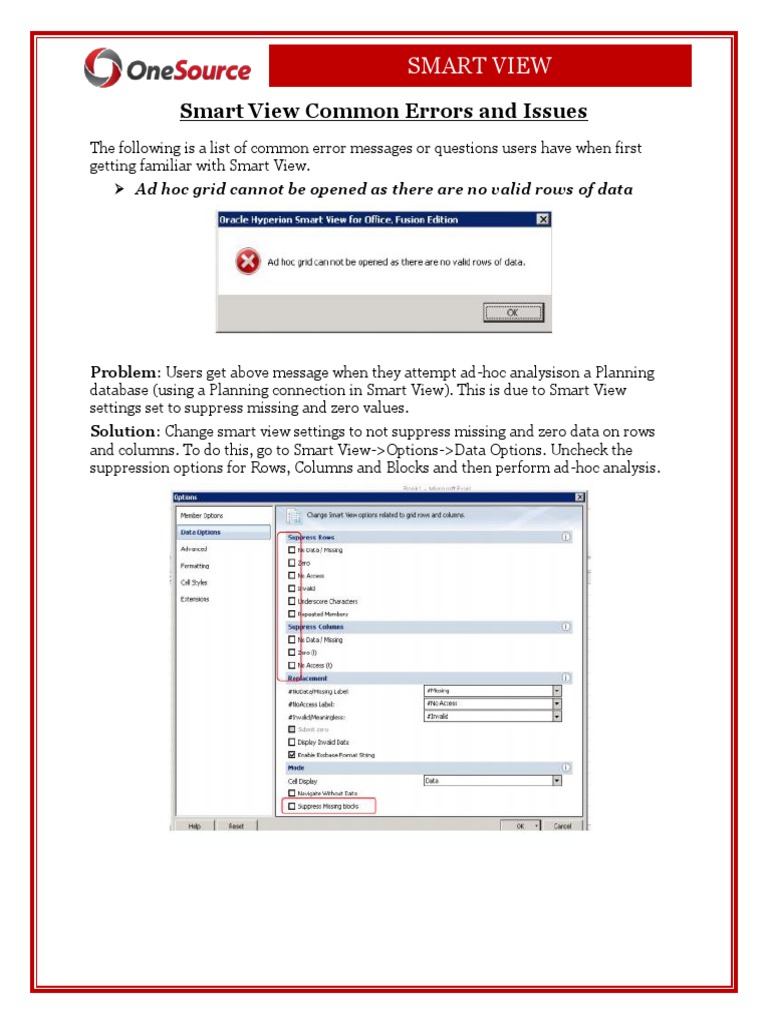 Common Smart View Errors and Solutions | PDF