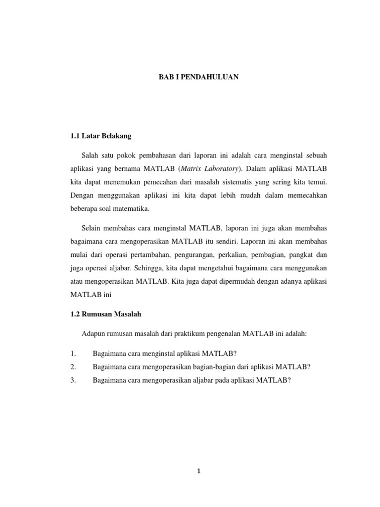 Laporan Pengenalan Matlab | PDF