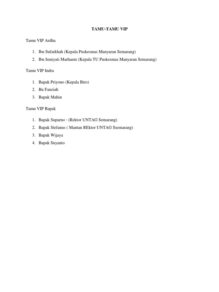 Tamu VIP Dan LIST FOTO | PDF