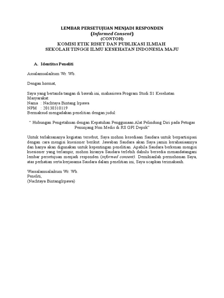 From Informed Consent Contoh | PDF