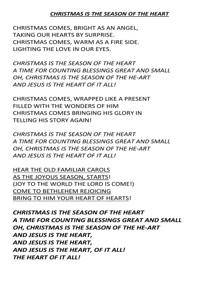 Christmas Is The Season of The Heart (Lyrics) | PDF