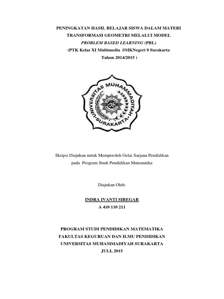 PBL Transformasi Geometri PDF | PDF | Applied Psychology | Teaching