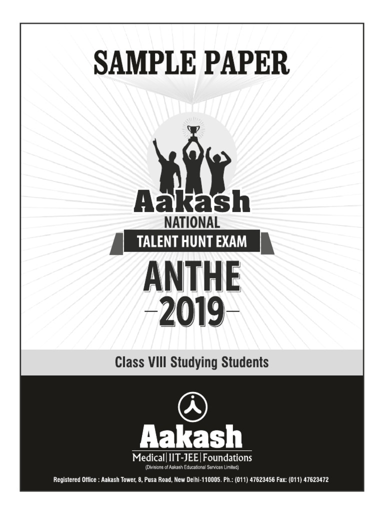 ANTHE Sample Paper and Answer Key 2019 For Class 8 Studying | PDF ...