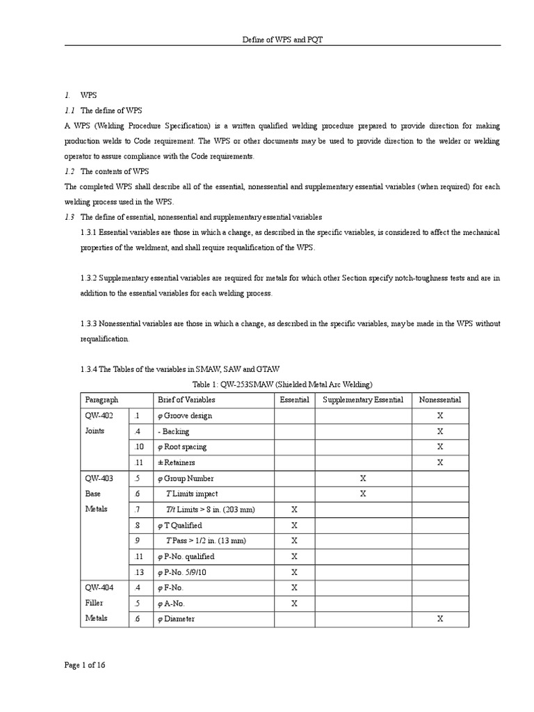 Define of WPS & PQR | PDF | Welding | Construction