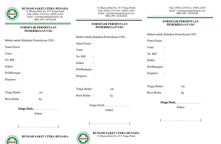 Formulir Permintaan Usg | PDF