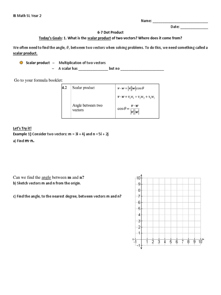 Finding Vector Dot Products | PDF | Angle | Trigonometric Functions