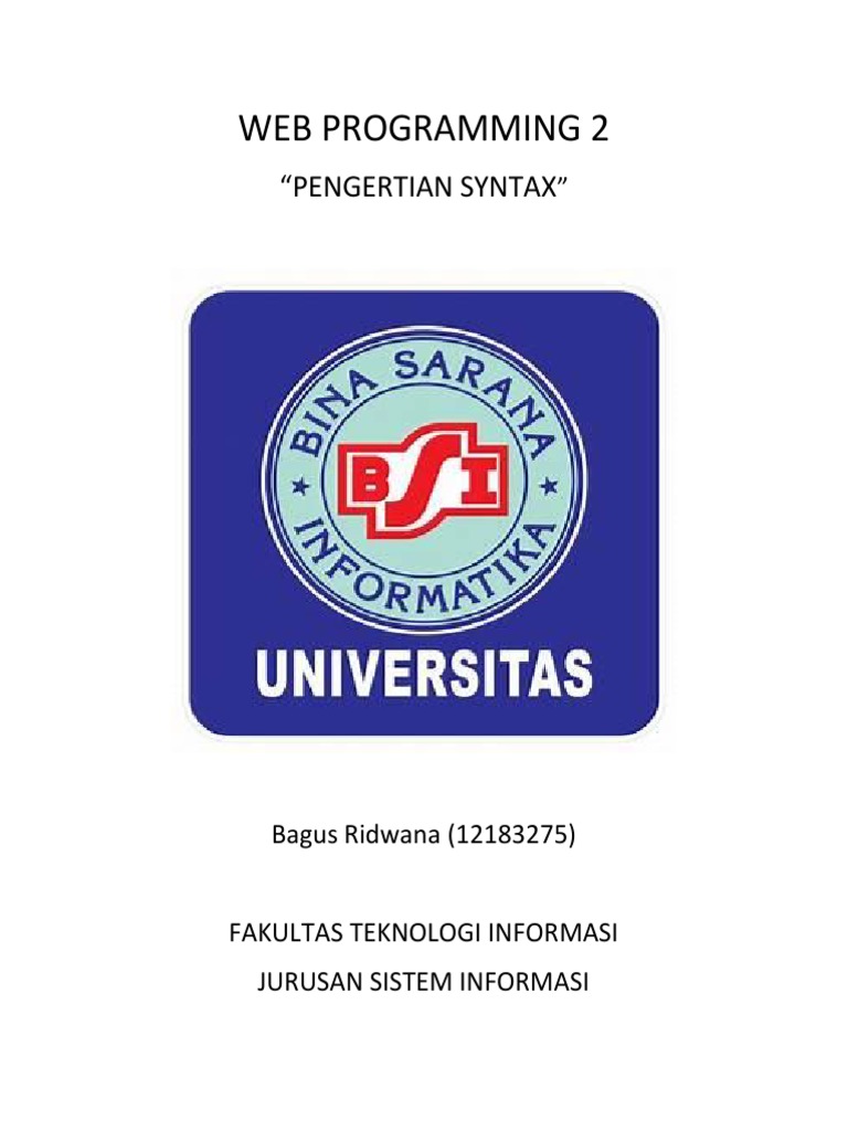 Web Programming 2 Pengertian Syntax | PDF