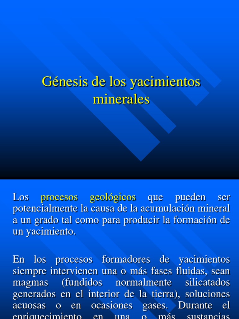 Genesis Yacimientos - Copia | PDF | Minerales | Roca (geología)