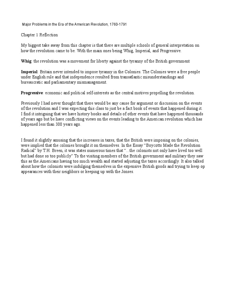 Analyzing Interpretations of the American Revolution: Whig, Imperial ...
