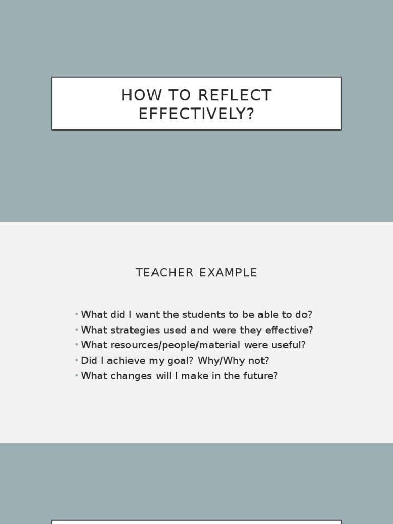 How To Reflect Effectively | PDF