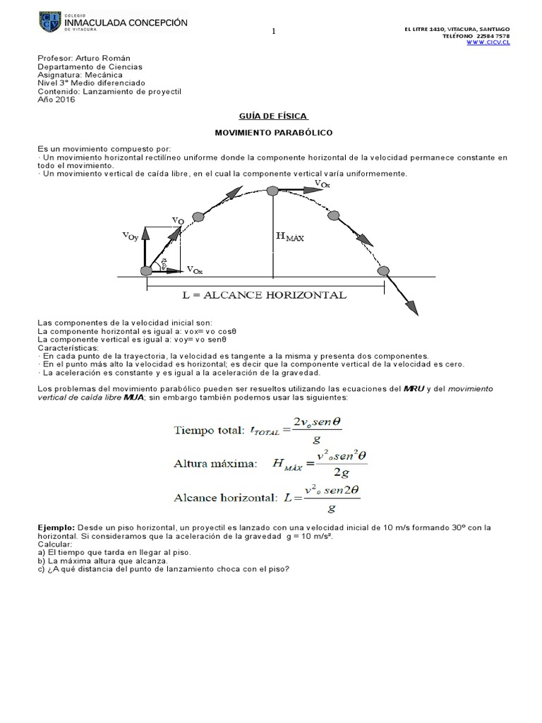 Guia Lanzamiento de Proyectiles 1 Fisica | PDF | Velocidad | Ciencias ...