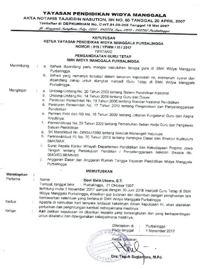 SK Gty Dan Pembagian Tugas 2 Tahun Akhir - Compressed | PDF