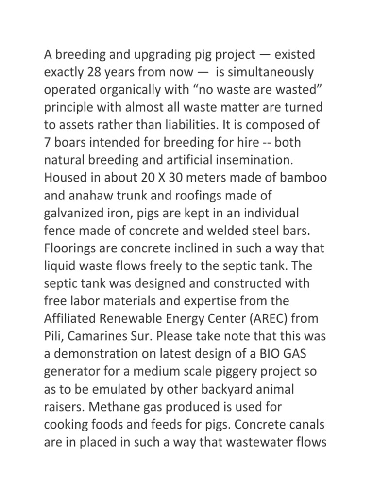 A Breeding and Upgrading Pig Project | PDF | Septic Tank | Wild Boar