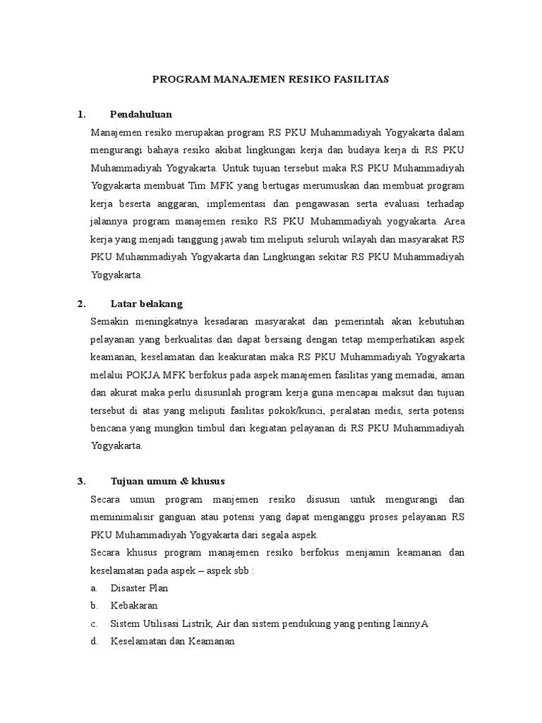 Program Manajemen Resiko | PDF
