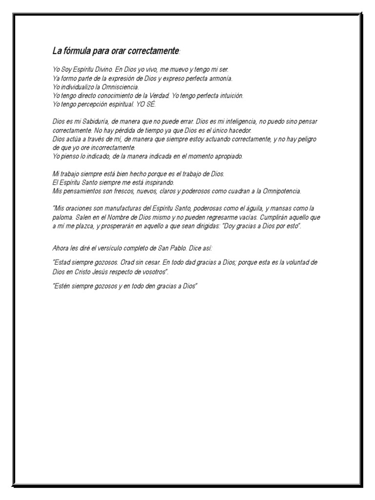 La Fórmula para Orar Correctamente | PDF
