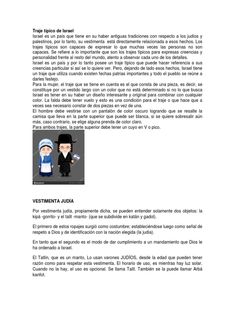 Traje Típico de Israel | PDF | Judios | Traje (ropa)