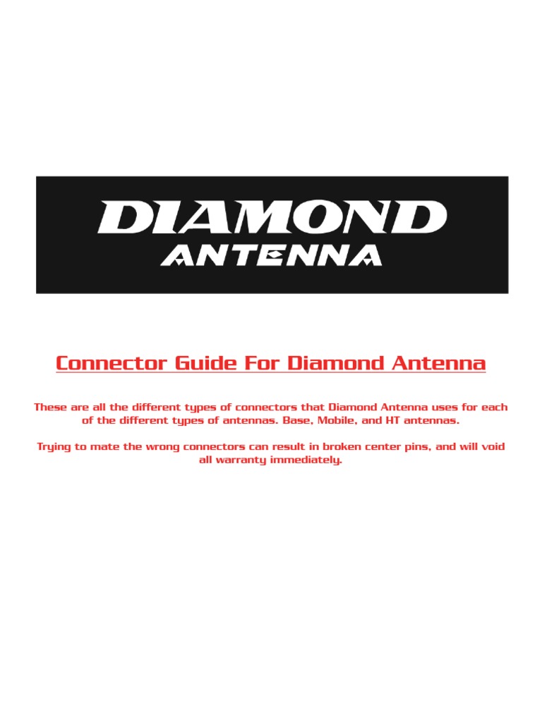 Diamond Antenna Connector Types Guide | PDF | Electrical Connector ...