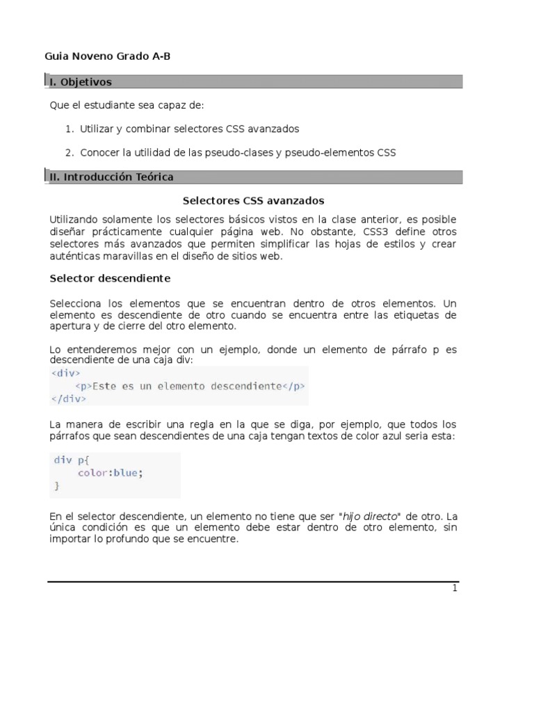 Guia 3 HTML CSS CCC | PDF | Hojas de estilo en cascada | HTML