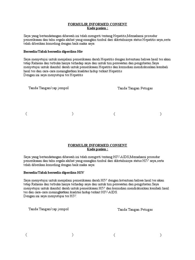 Formulir Informed Consent | PDF