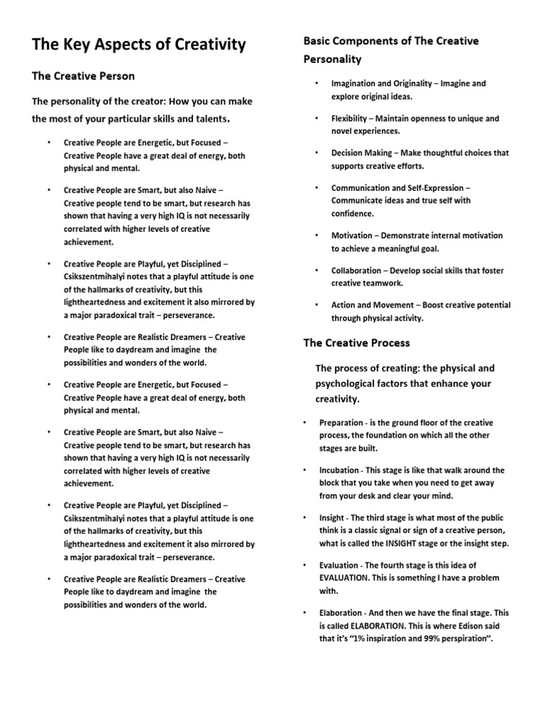 4 Aspect of Creativity 2M | PDF | Creativity | Motivation