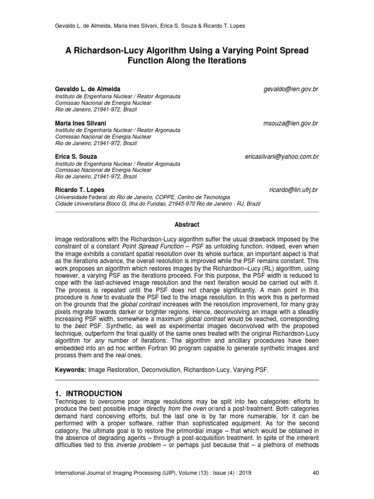 A Richardson-Lucy Algorithm Using A Varying Point Spread Function Along ...