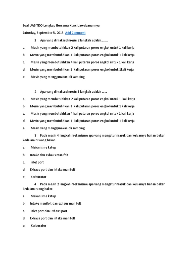 Soal UAS TDO Lengkap Bersama Kunci Jawabanannya | PDF