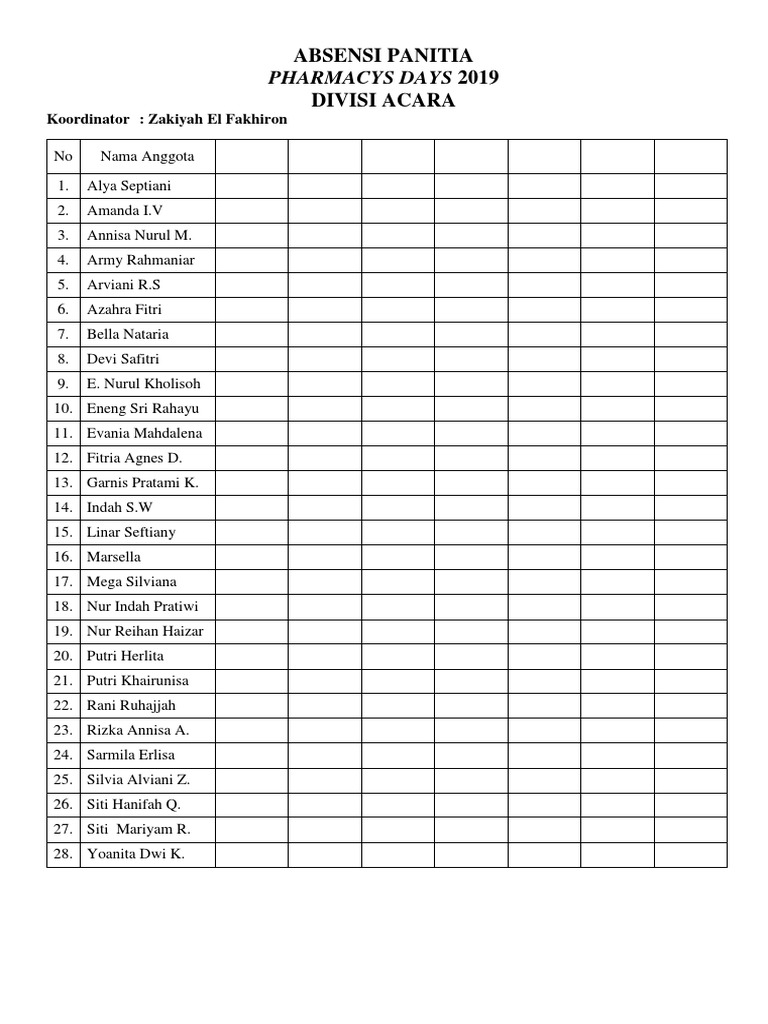 Absensi Panitia Fix | PDF