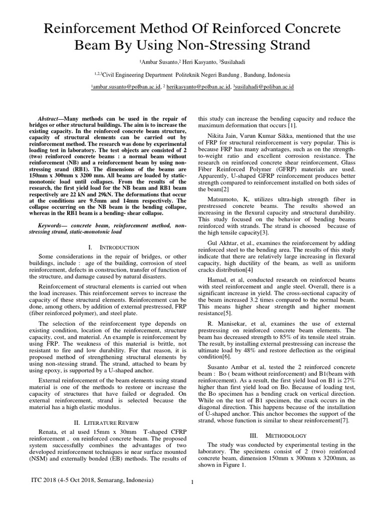 Reinforcement Method of Reinforced Concrete Beam by Using Non-Stressing ...