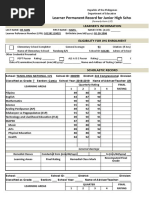 School Form 10 SF10 Learner's Permanent Academic Record For Junior High ...