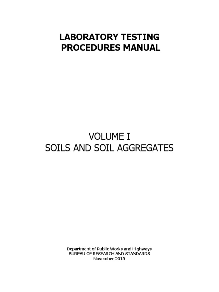 Soils and Soil Aggregates: Laboratory Testing Procedures Manual | PDF ...