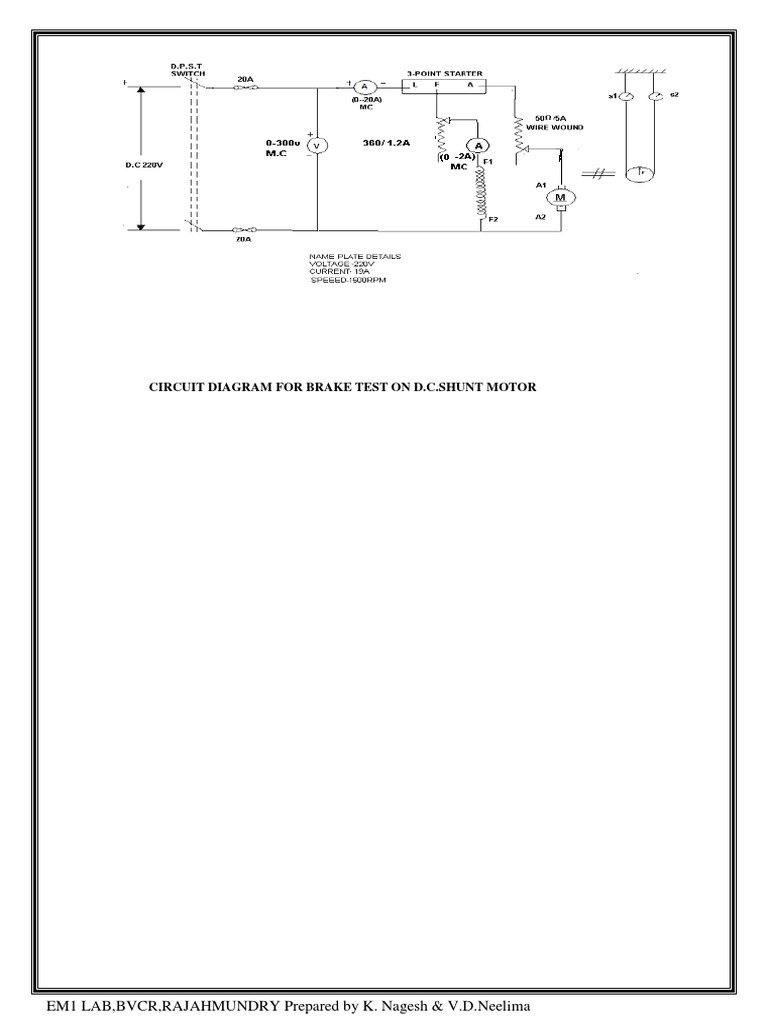 Brake Test On DC Shunt Motor | PDF | Electric Motor | Electromagnetism